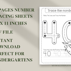 1-50 Number Tracing Worksheets, Printable Preschool Activities, Number ...