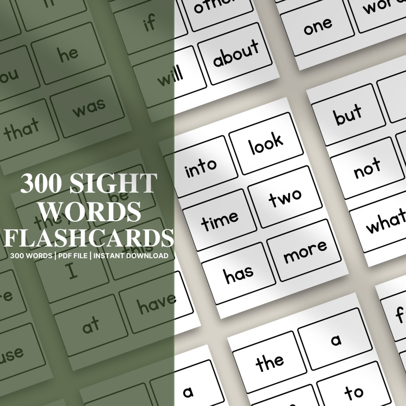 300 Sight Words Flashcards, Printable Kindergarten Words, Preschool ...