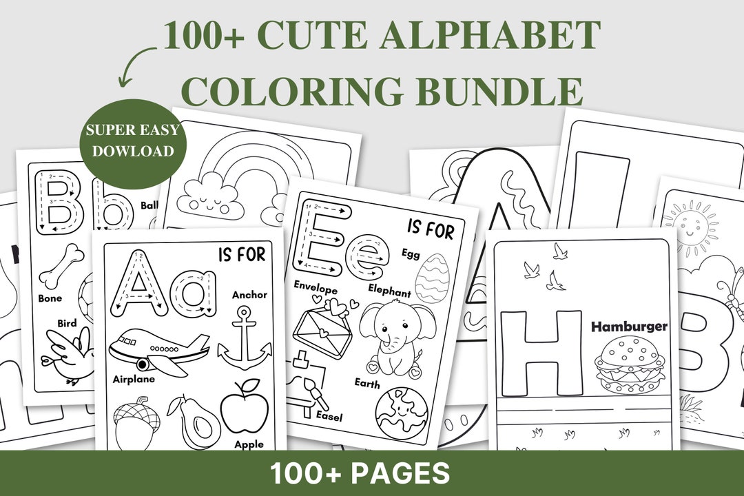 100 Alphabet Coloring Pages, ABC Coloring Book, Kindergarten Worksheets ...