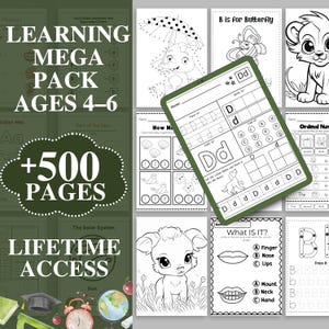 Preschool Worksheets Bundle, Printable Busy Book, Pre-k + Kindergarten ...