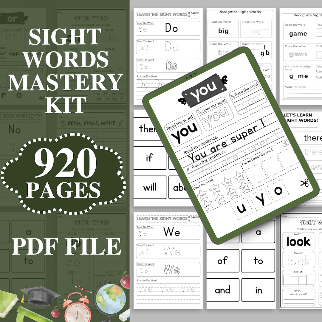 Sight Word Practice Bundle, Printable Sight Words Worksheets, High ...
