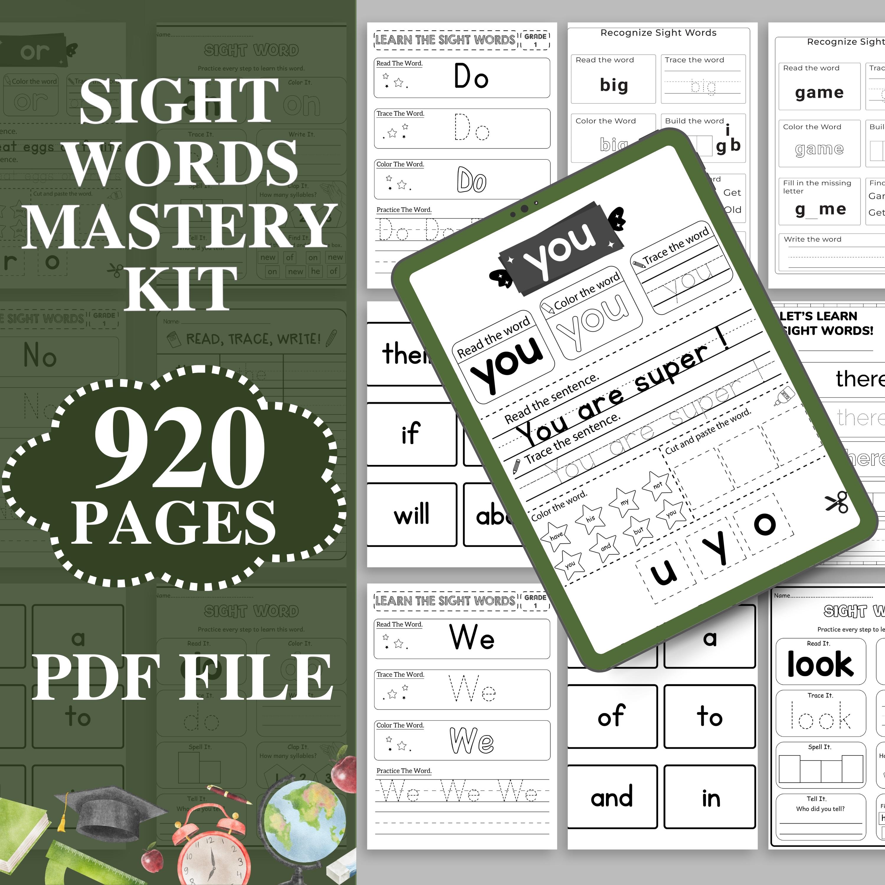 Sight Word Practice Bundle, Printable Sight Words Worksheets, High ...