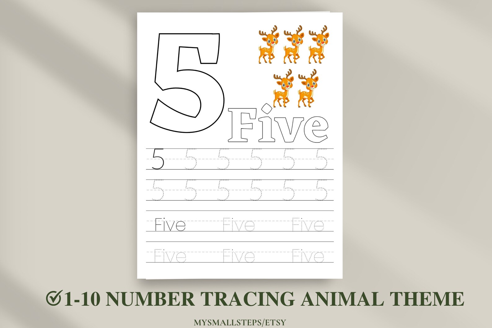 1-10 Number Tracing Worksheets, Printable Math Activities, Traceable ...