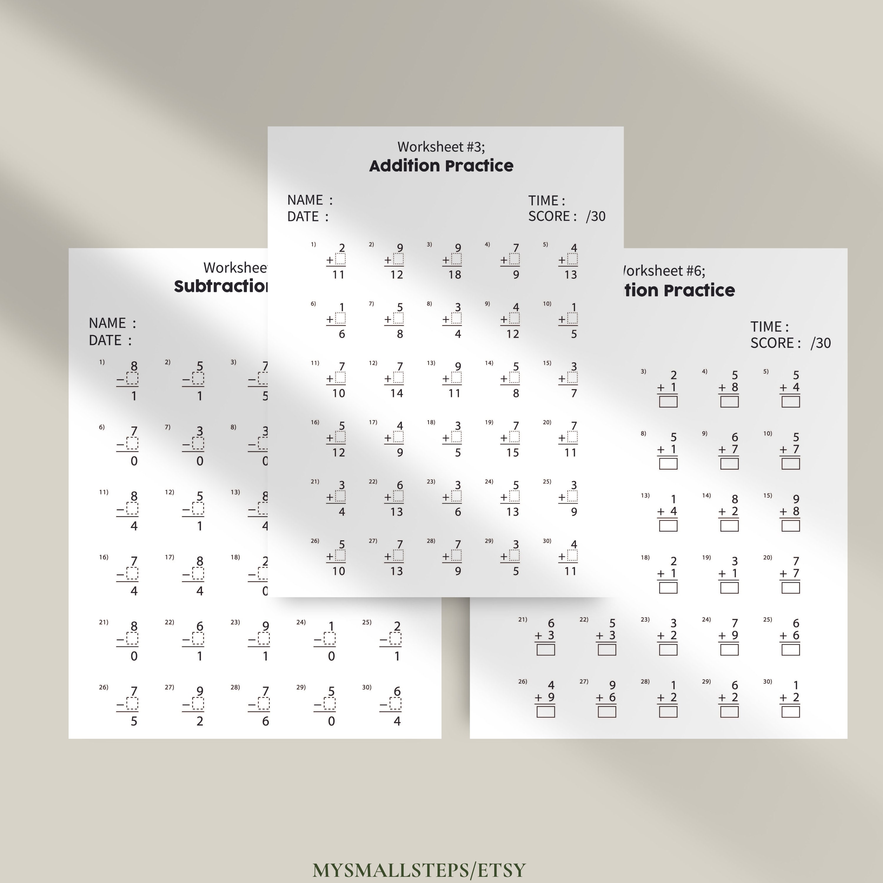 Addition and Subtraction Worksheet, Busy Book Printable, 1st Grade Math ...