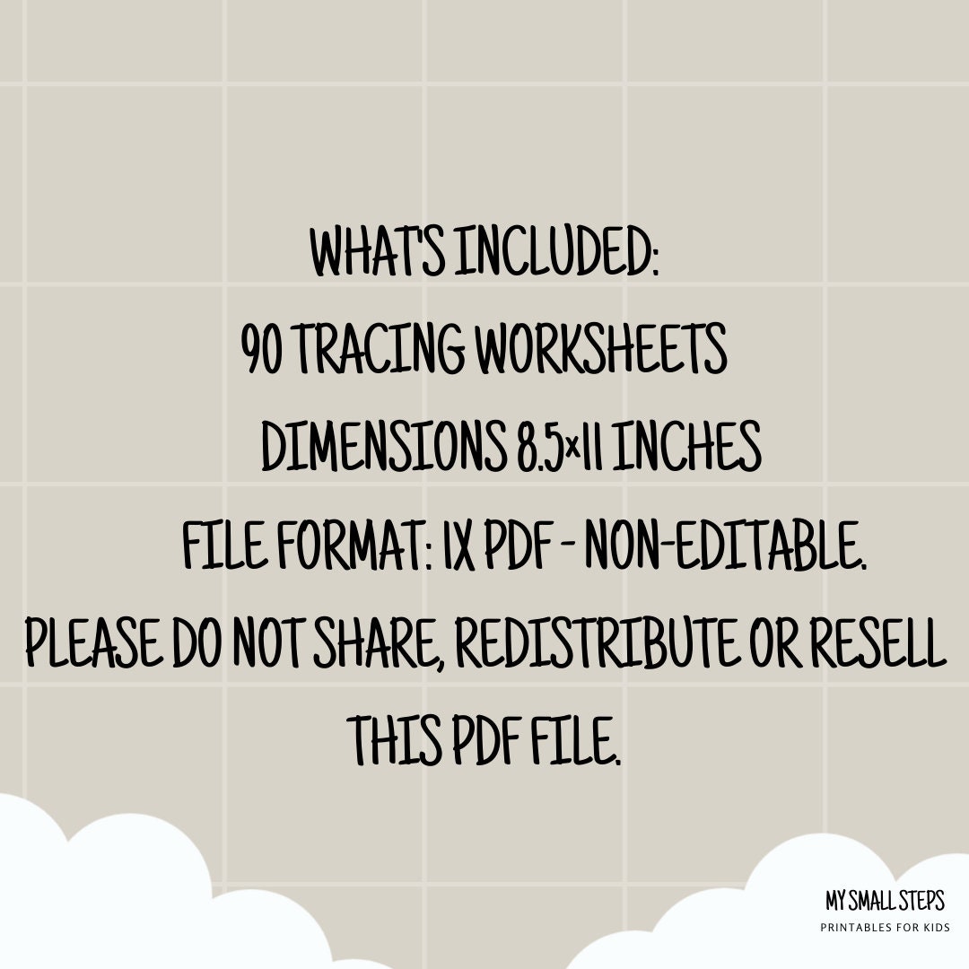 90 Tracing Worksheets for Preschool, Lines Trace Pages Printable ...