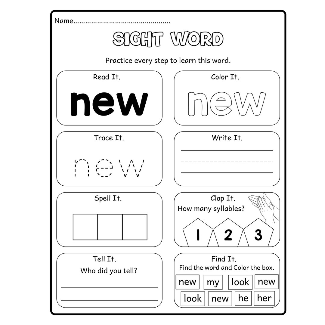25 Sight Words for Kindergarten, Preschool Sight Words Worksheets ...