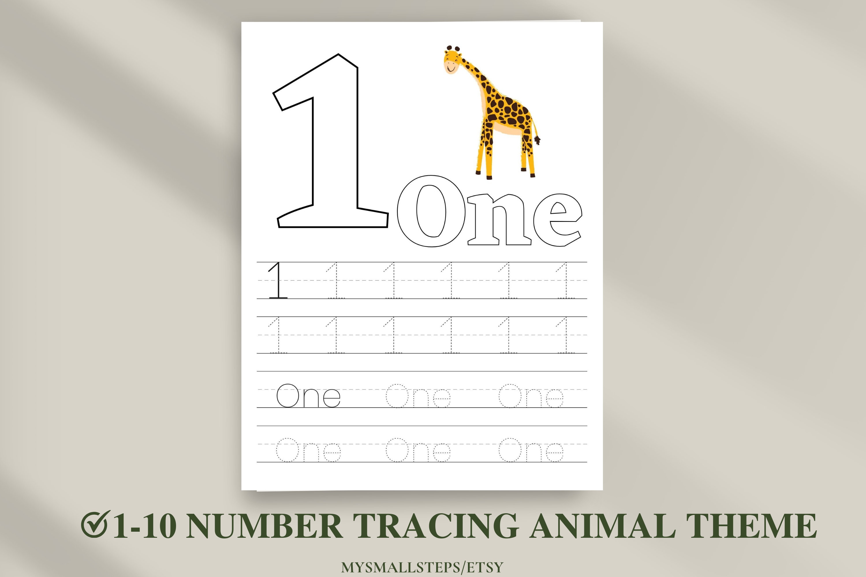 1-10 Number Tracing Worksheets, Printable Math Activities, Traceable ...