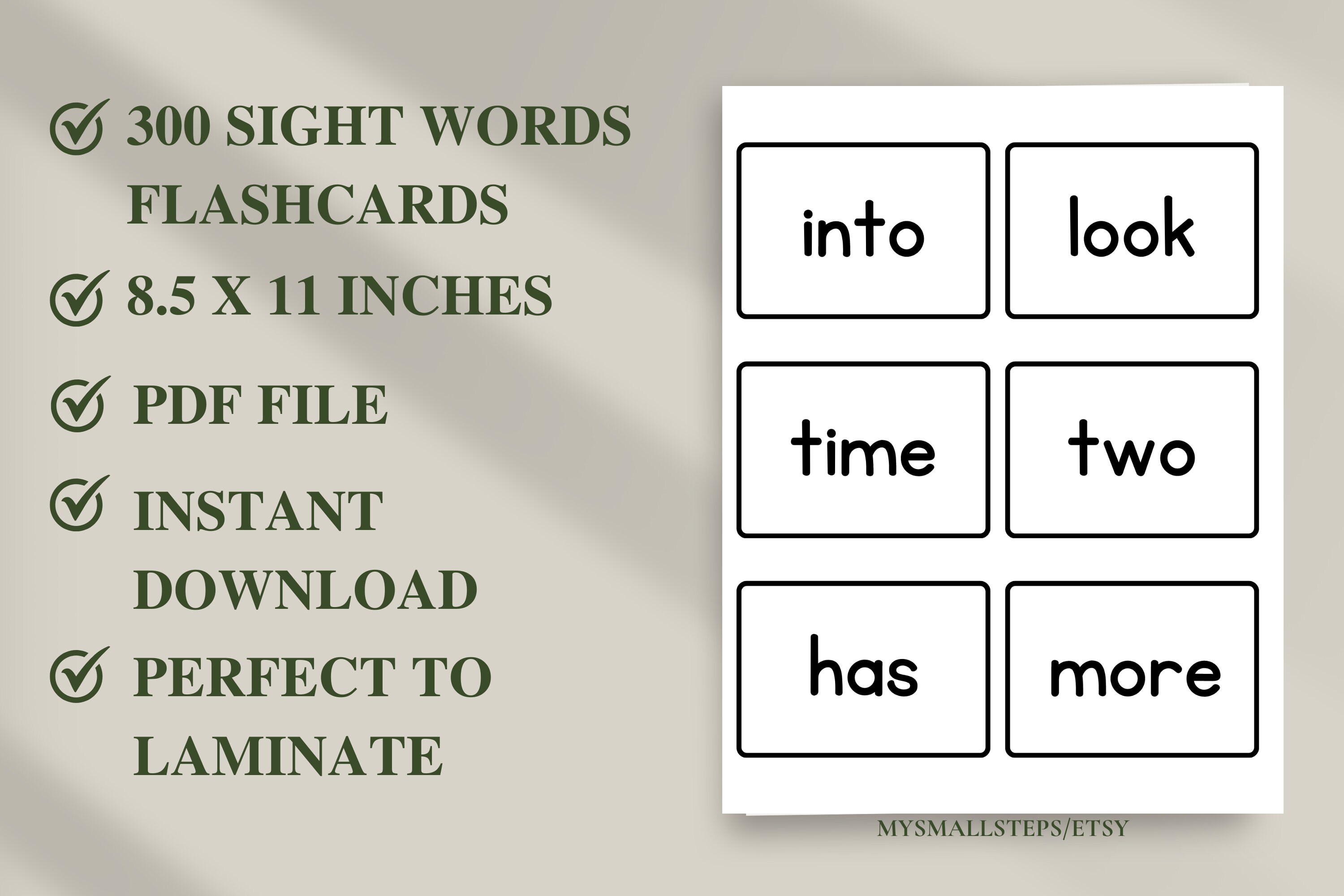 300 Sight Words Flashcards, Printable Kindergarten Words, Preschool ...