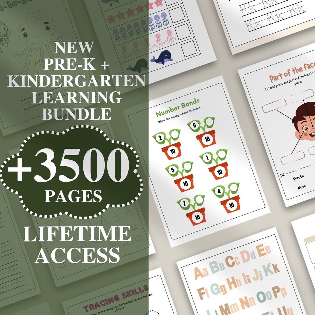 Preschool Worksheets, Busy Book Printable, Kindergarten Learning Bundle ...