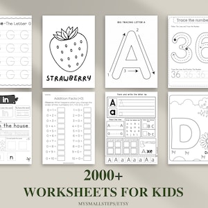 Pre-k Worksheets, Kindergarten Workbook, Learning Binder PDF, Printable ...