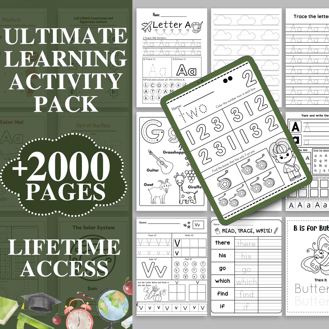 Pre-k Worksheets, Kindergarten Workbook, Learning Binder PDF, Printable ...