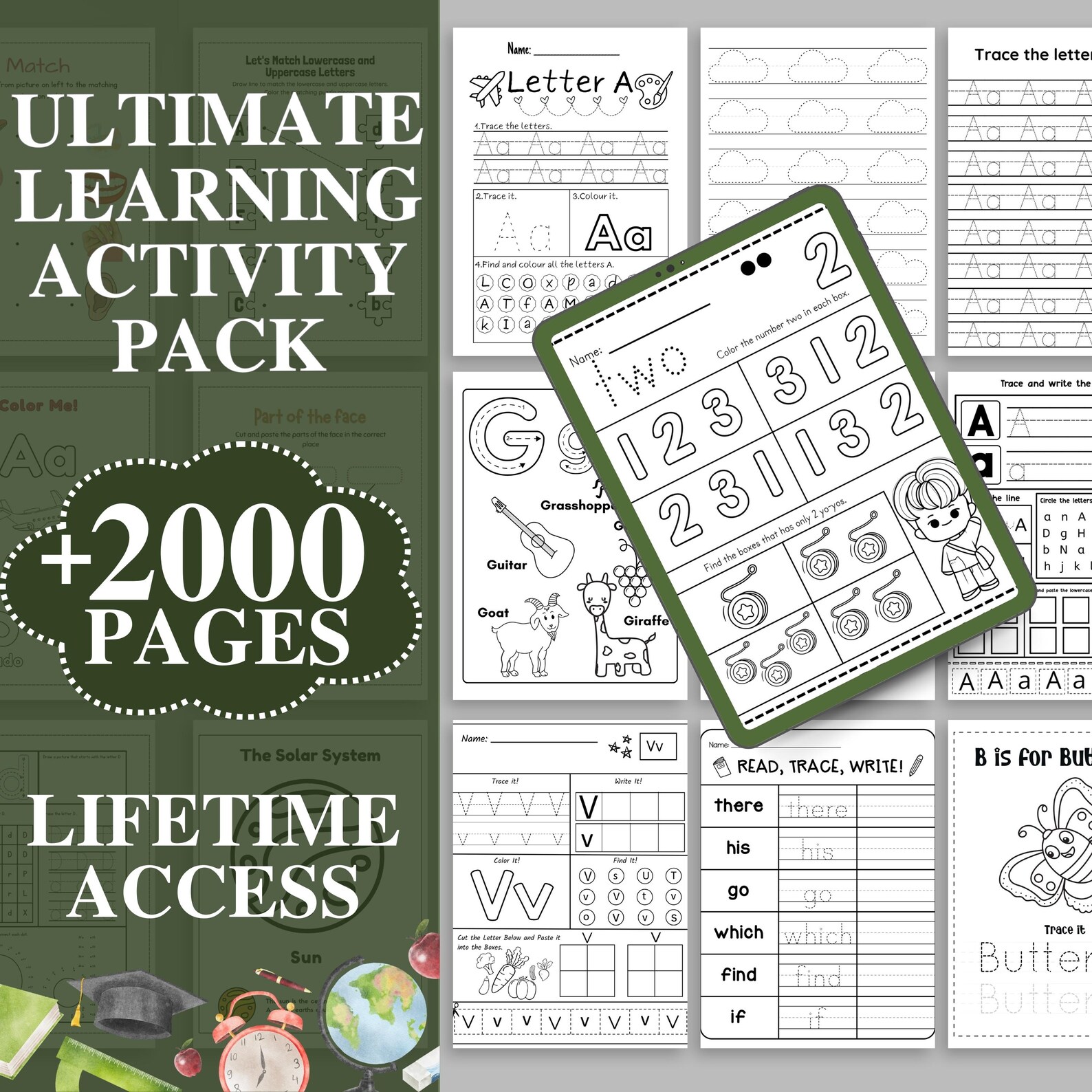 Pre-k Kindergarten Learning Binder, Activity Worksheets Bundle (PDF ...