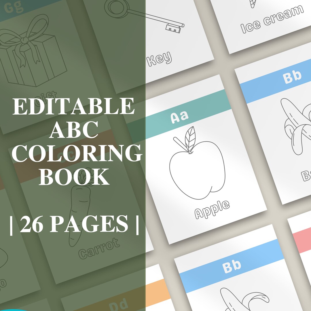 Alphabet Coloring Pages, Editable ABC Coloring Book, Kindergarten ...