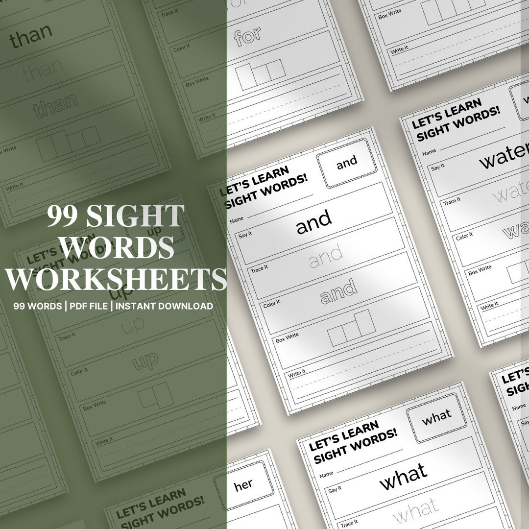 Printable Sight Words, Kindergarten Sight Word Worksheets, Preschool ...