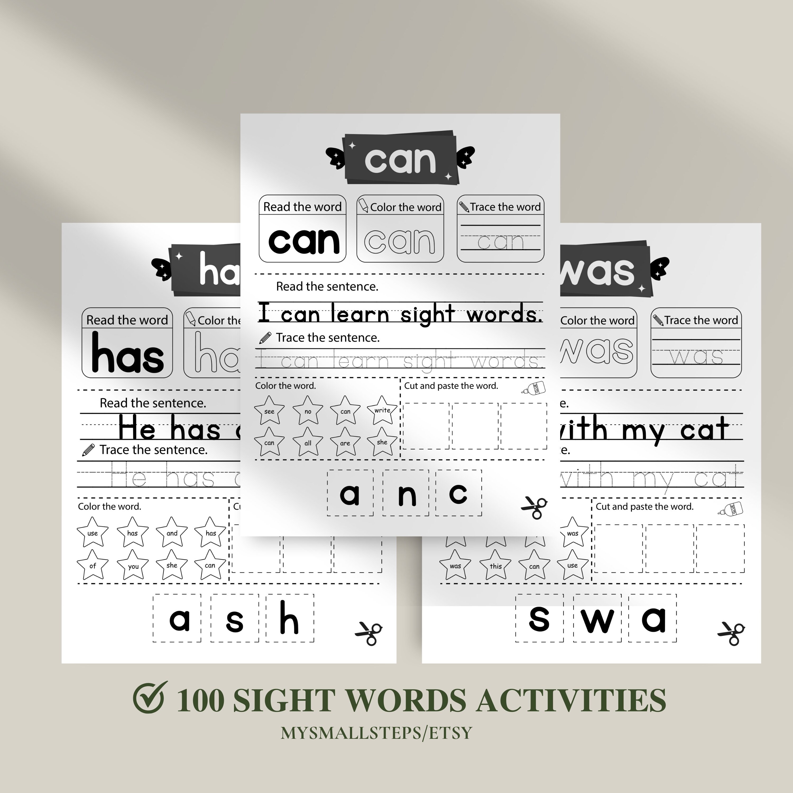 Sight Word Practice Bundle, Printable Sight Words Worksheets, High ...