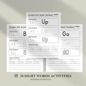 Sight Word Practice Bundle, Printable Sight Words Worksheets, High ...