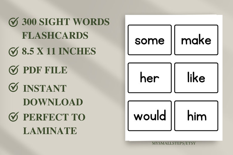 300 Sight Words Flashcards, Printable Kindergarten Words, Preschool ...
