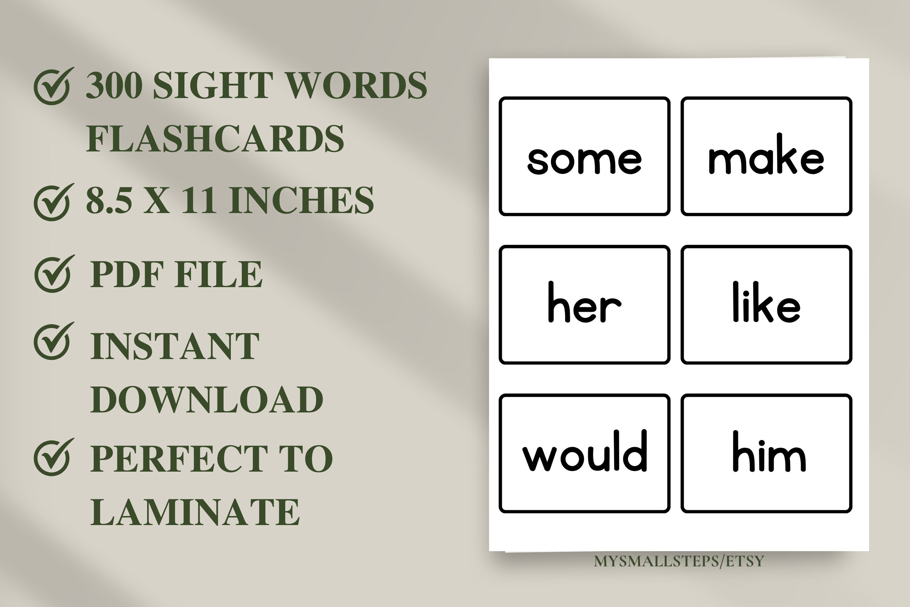 300 Sight Words Flashcards, Printable Kindergarten Words, Preschool ...