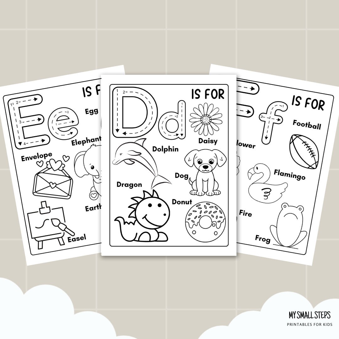 Alphabet Coloring Pages: ABC Letter Tracing Worksheets (PDF) - Etsy
