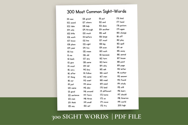 300 Sight Words Flashcards, Printable Kindergarten Words, 1st Grade ...