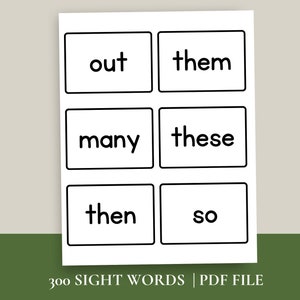 300 Sight Words Flashcards, Printable Kindergarten Words, 1st Grade ...