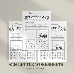 Printable Alphabet Worksheets, ABC Activity Book, Letter of the Week, A ...