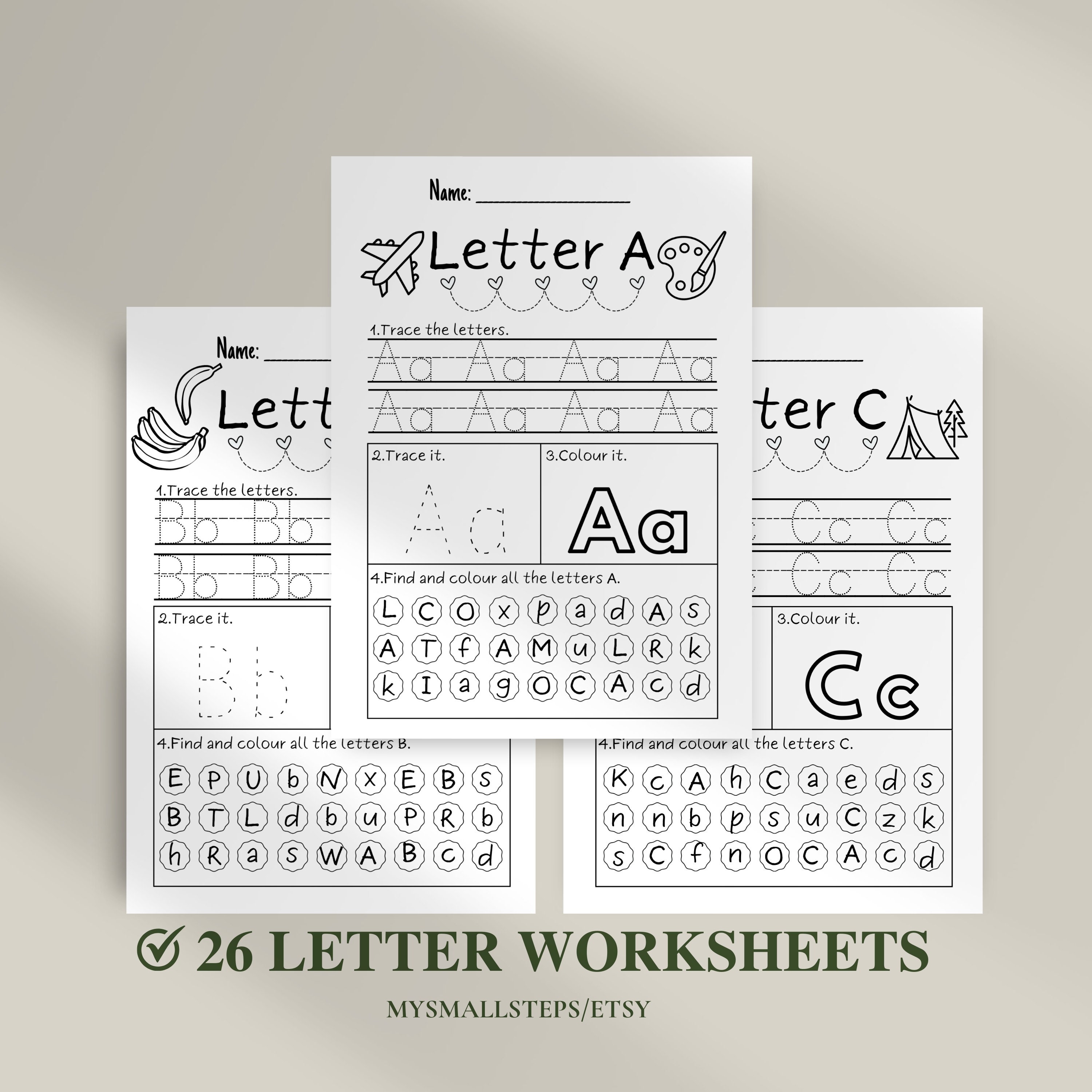 Printable Alphabet Worksheets, ABC Activity Book, Letter of the Week ...