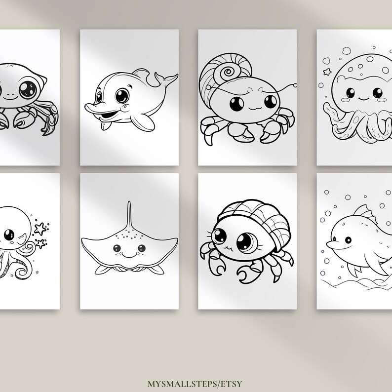 Ocean Animal Coloring Pages, Easy Coloring Pages for Kids and Adults ...