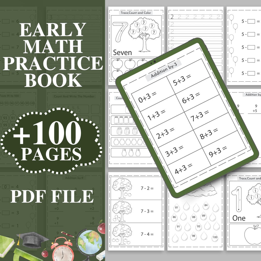 Math Activity Book, Preschool Workbook, Addition and Subtraction ...