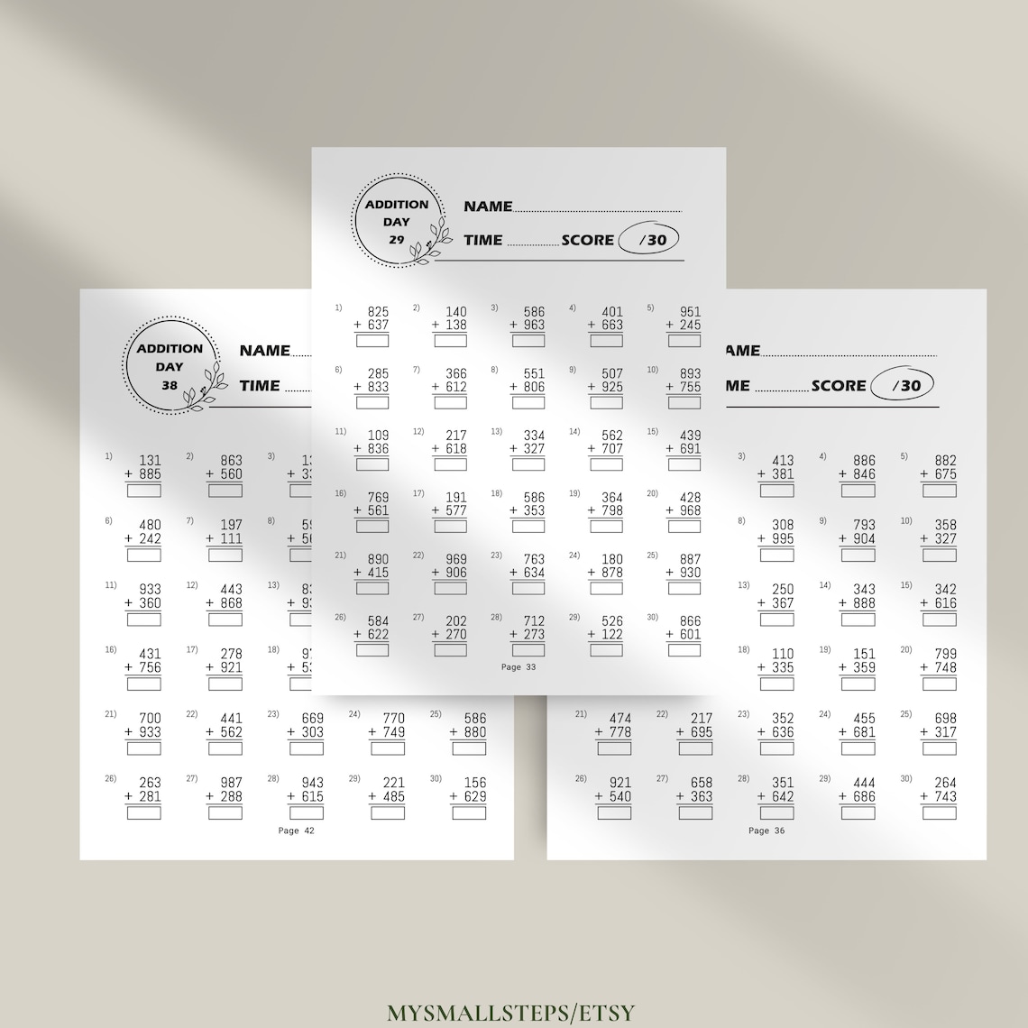 4th Grade Addition and Subtraction Worksheets, Elementary Math Problems, 3-digit Addition With ...