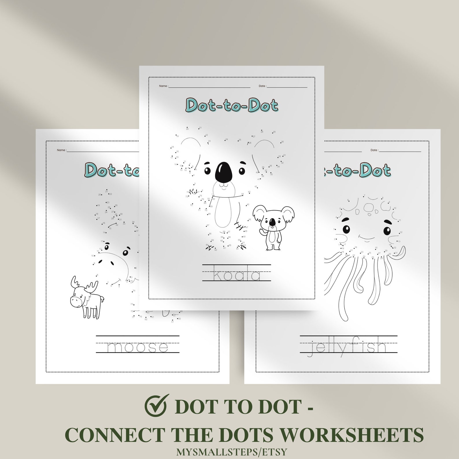 Dot to Dot Preschool, Connect the Dots Printable, Animal Coloring Book ...