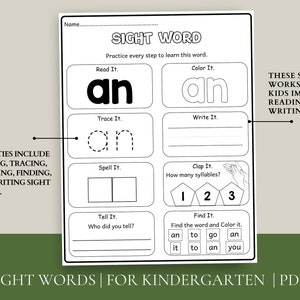 25 Sight Words for Kindergarten, Preschool Sight Words Worksheets ...