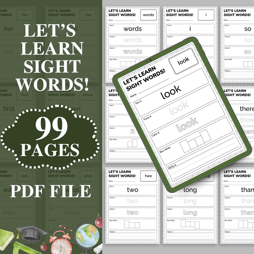 99 Printable Sight Words, Kindergarten Sight Word Worksheets, Preschool ...