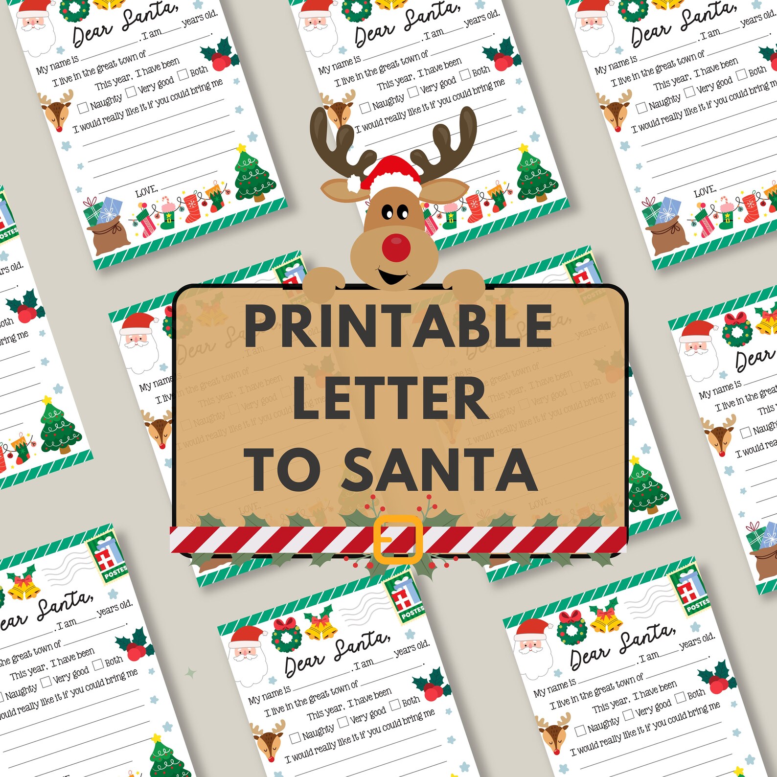 Dear Santa Letter Letter to Santa Printable Christmas Wish List for ...