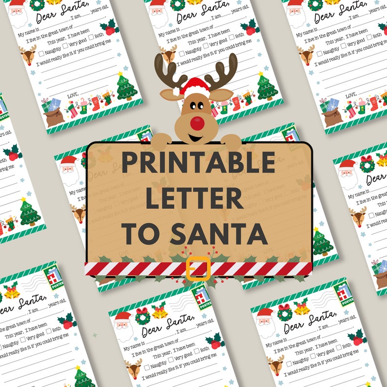 Dear Santa Letter Letter to Santa Printable Christmas Wish List for ...