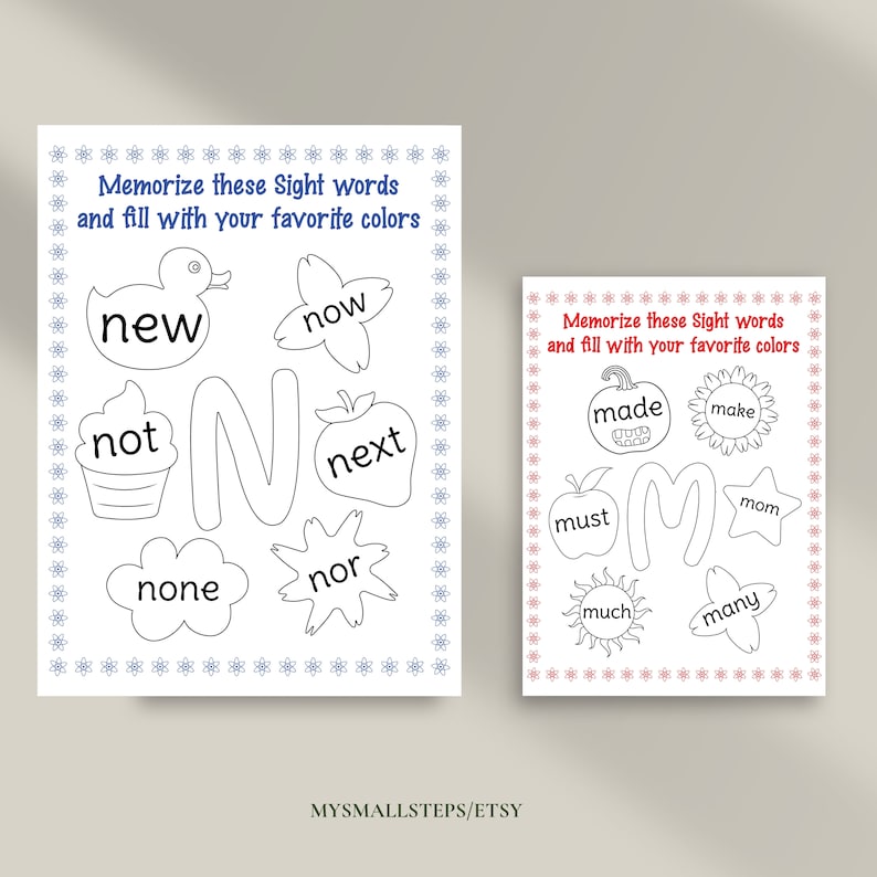 Printable Sight Words Coloring, Sight Word Worksheets, Preschool ...