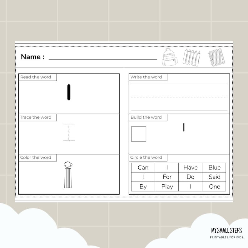 50 Printable Sight Words, Kindergarten Sight Word Worksheets, Preschool ...