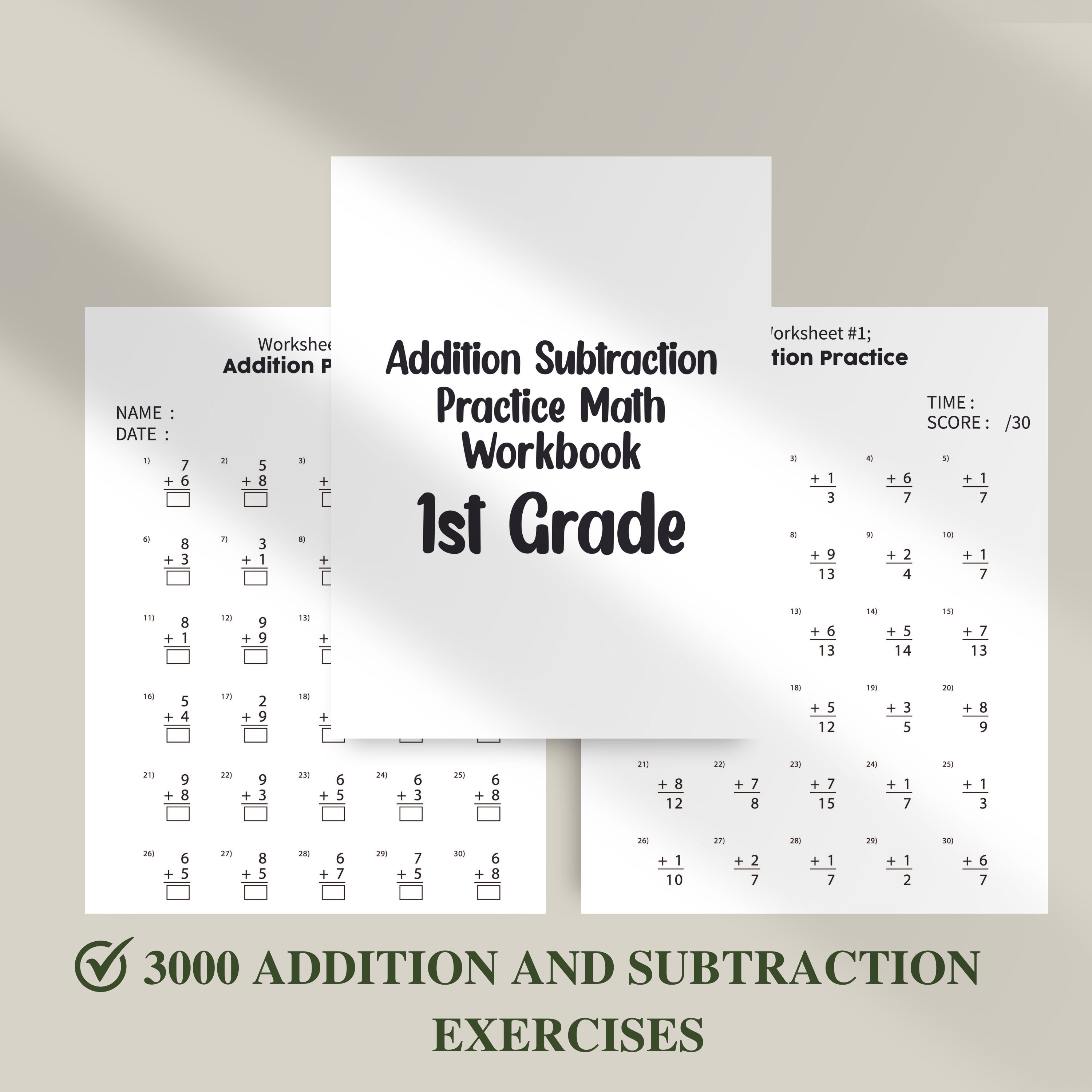 Addition and Subtraction Worksheet, Busy Book Printable, 1st Grade Math ...