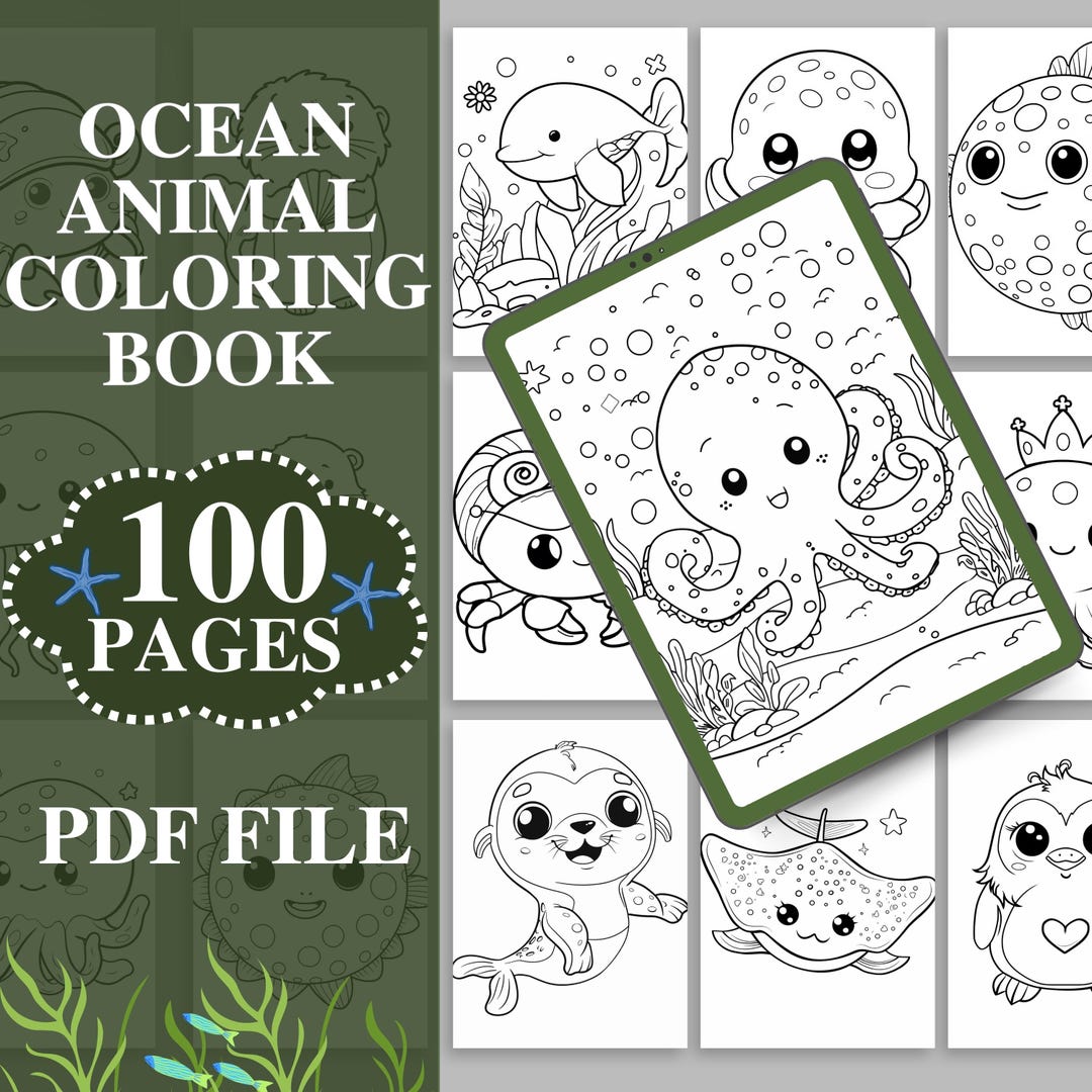 Ocean Animal Coloring Pages, Easy Coloring Pages for Kids and Adults ...