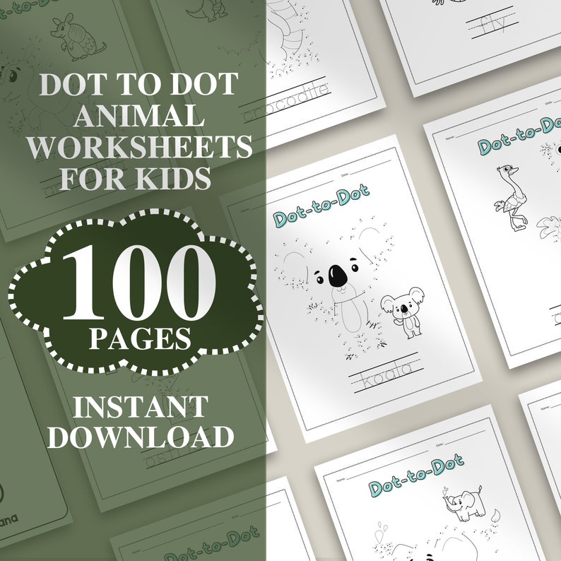 Dot to Dot Preschool, Connect the Dots Printable, Animal Coloring Book ...