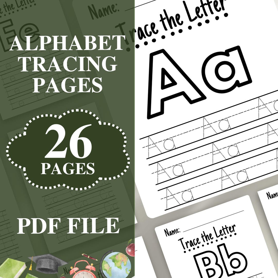 Kindergarten Alphabet Tracing Pages, Uppercase and Lowercase Letters ...