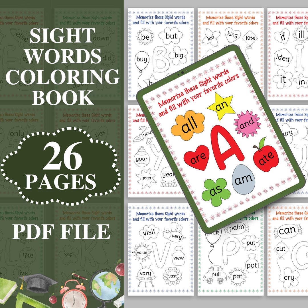 Printable Sight Words, Coloring Book, Sight Word Worksheets, Preschool ...