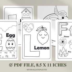 100 Alphabet Coloring Pages, ABC Coloring Book, Kindergarten Worksheets ...