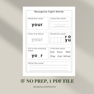 100 Printable Sight Words, Kindergarten Sight Word Worksheets ...