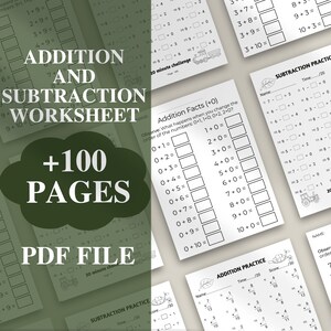Addition and Subtraction Worksheet, 1st Grade Math Bundle, Busy Book ...
