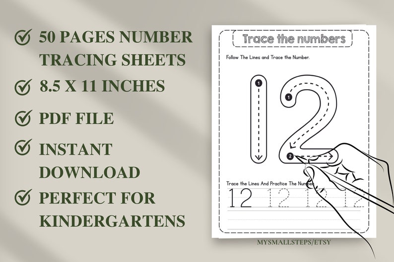 1-50 Number Tracing Worksheets, Printable Preschool Activities, Number ...
