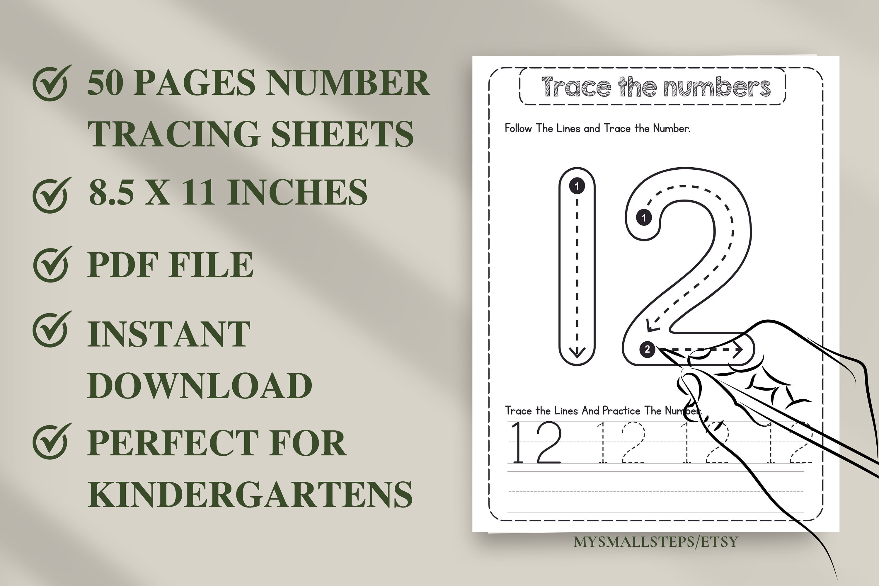 1-50 Number Tracing Worksheets, Printable Preschool Activities, Number ...