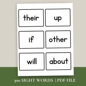 300 Sight Words Flashcards, Printable Kindergarten Words, 1st Grade ...