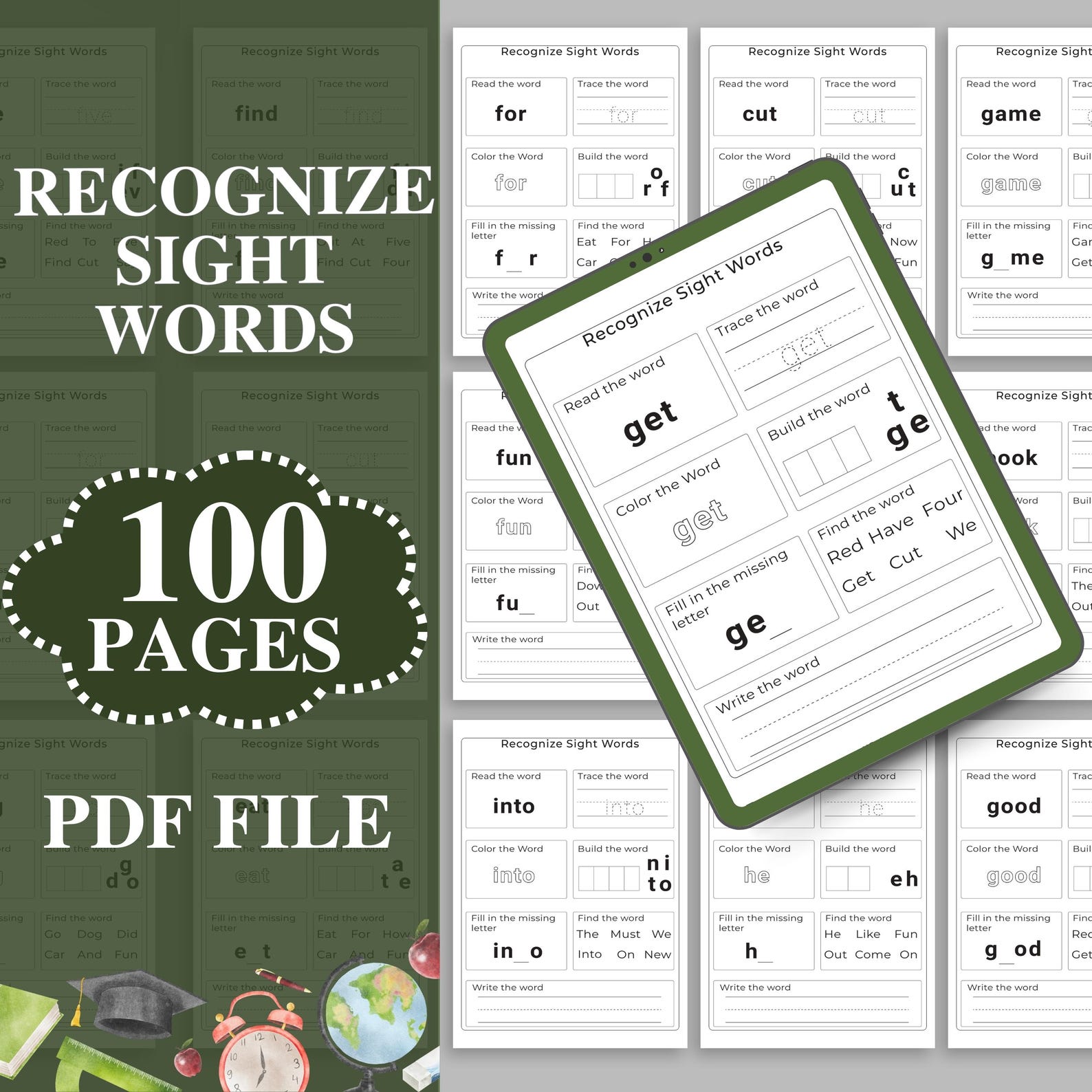 100 Printable Sight Words, Kindergarten Sight Word Worksheets ...