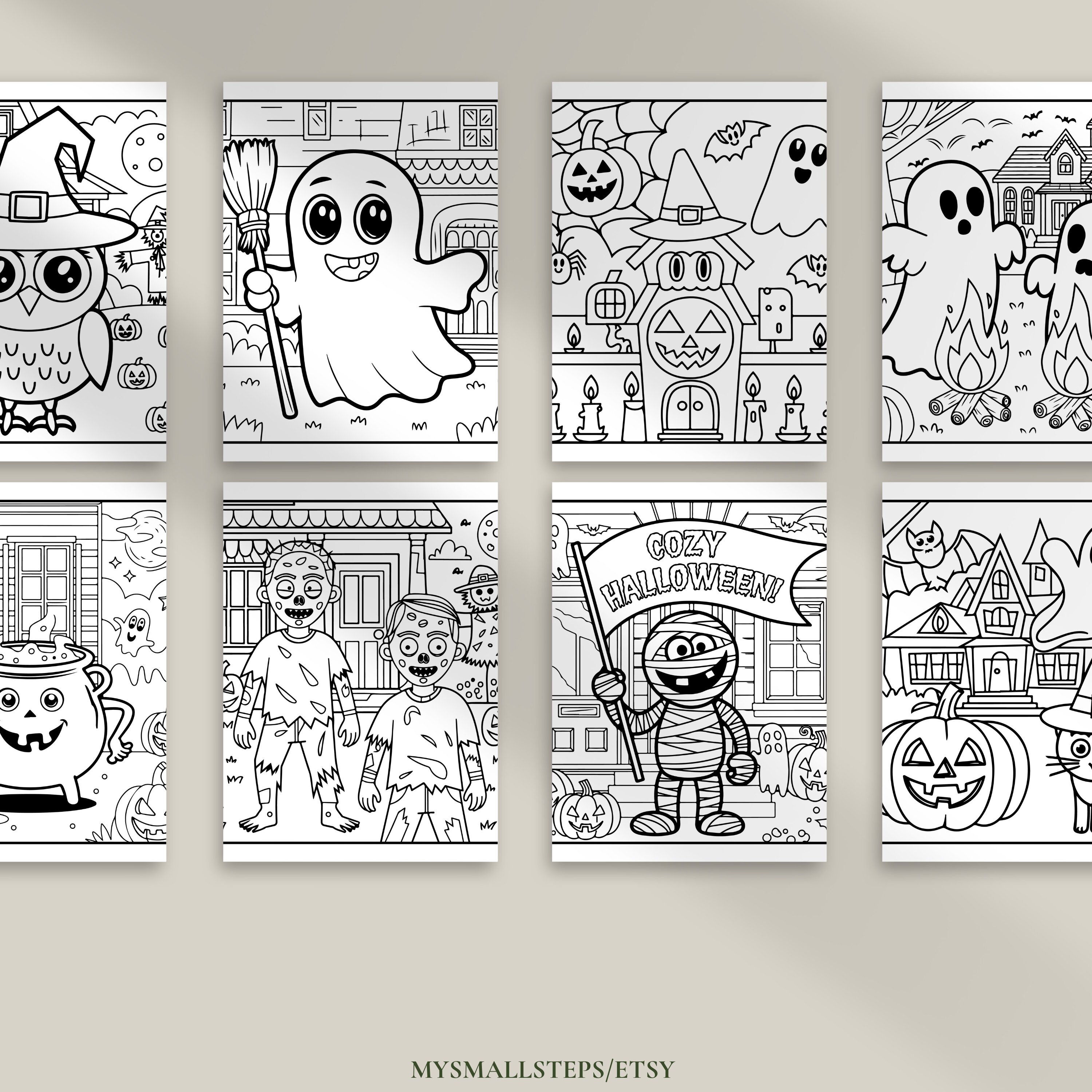 Cozy Halloween Coloring Book, Printable Fall Coloring Pages, Easy ...